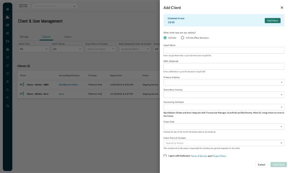 Botkeeper | Client & User Management